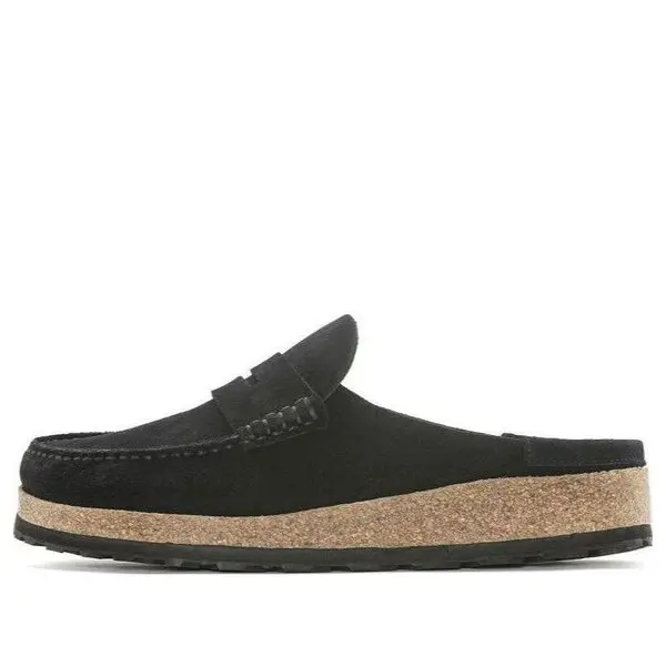 BIRKENSTOCK Naples Suede Leather Mules - Black