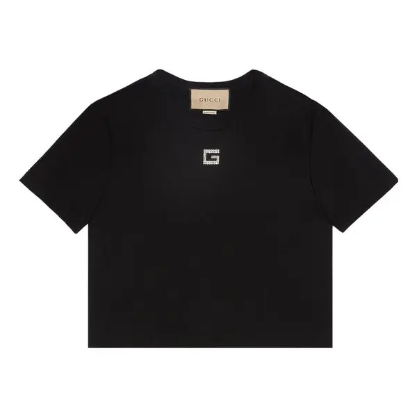 Gucci Embellished Cotton Jersey T-shirt - Black/white