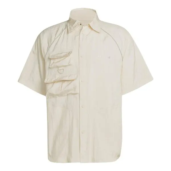 Adidas Originals Solid Color Single Breasted Short Sleeve Beige Shirt - Default Color