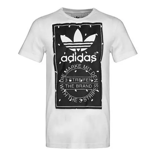 Adidas Originals Label Tee Logo Printing Sports Short Sleeve - White