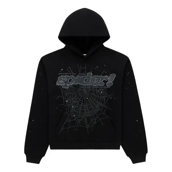 SP5DER Rhinestone Punk V2 Hoodie - Black