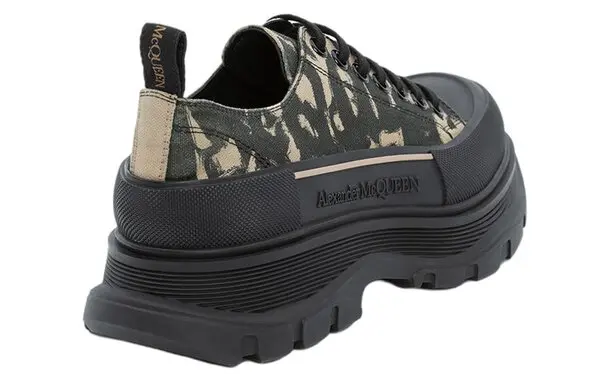 Alexander McQueen Graffiti Tread Slick Lace-up Sneakers 'beige Green Black