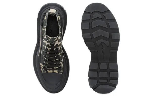 Alexander McQueen Graffiti Tread Slick Lace-up Sneakers 'beige Green Black