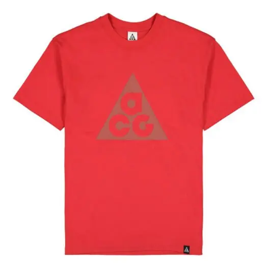 Nike Triangle Logo Printing Sports Round Neck Short Sleeve Red T-shirt - Multi-color