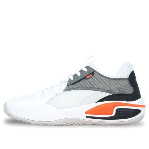 PUMA Court Rider Low Top Basketball Sneakers - White/gray/orange