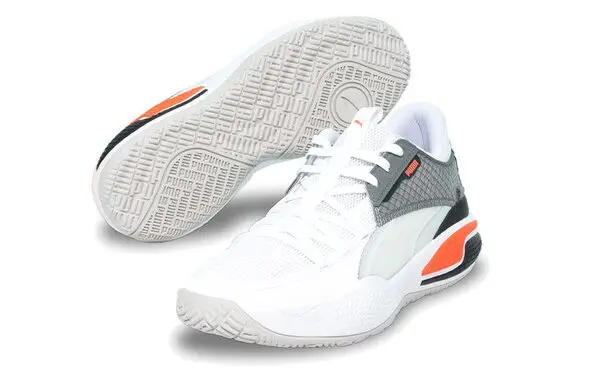 PUMA Court Rider Low Top Basketball Sneakers - White/gray/orange