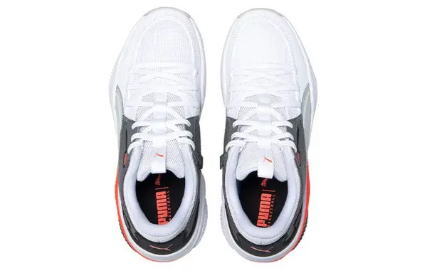PUMA Court Rider Low Top Basketball Sneakers - White/gray/orange