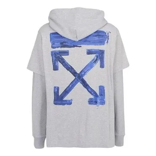 Off-White Arrows" Layered Hoodie - Grey