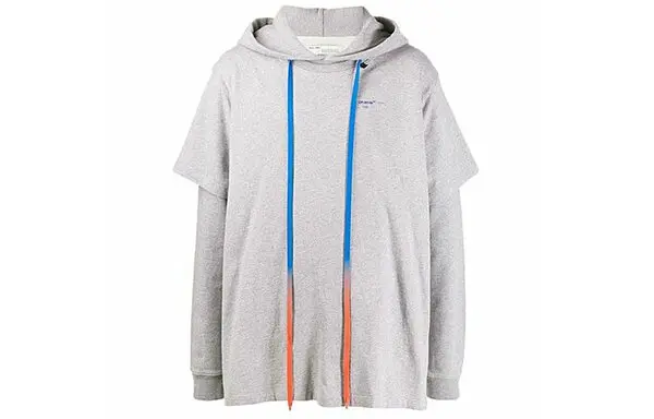 Off-White Arrows" Layered Hoodie - Grey