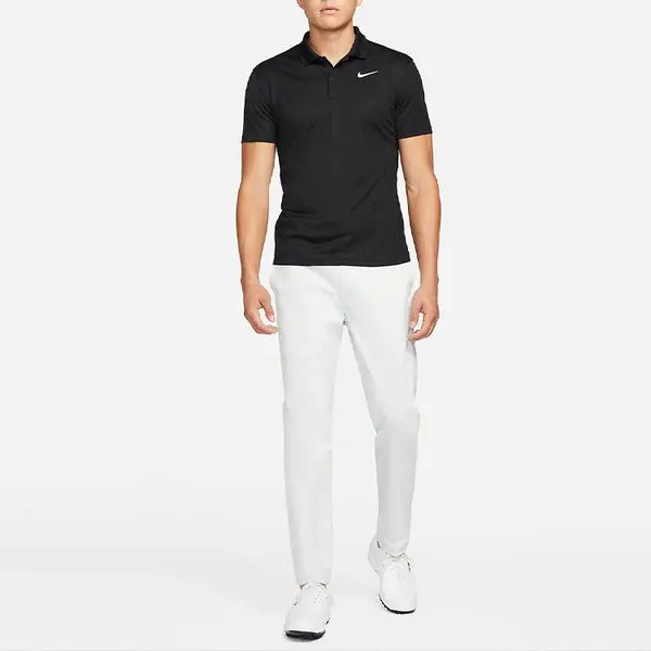 Nike Casual Breathable Solid Color Golf Short Sleeve Polo Shirt - Black