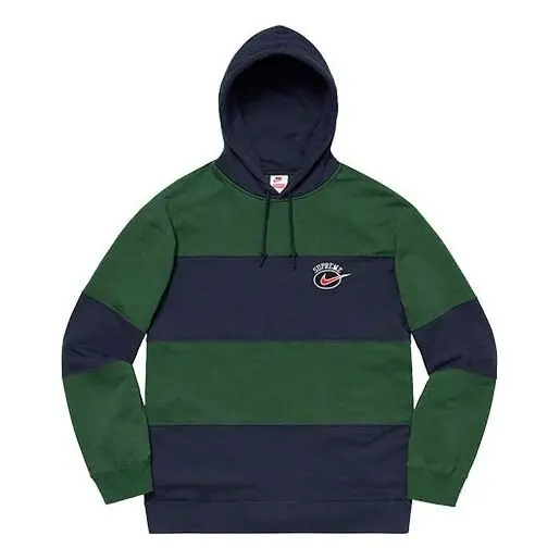 Supreme X Nike Stripe Hooded Sweatshirt - Blue