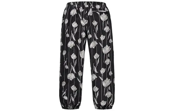 Supreme Ss19 Floral Silk Track Pant Flowers Bundle Feet Casual Pants - Black
