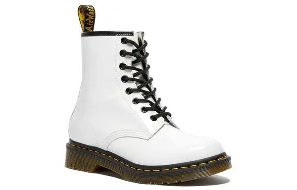 Dr. Martens Patent Leather Lace-up Boots - White
