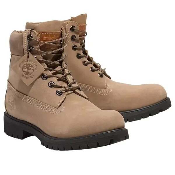 Timberland 6 Inch Premium Waterproof Lace Up Boots - Beige