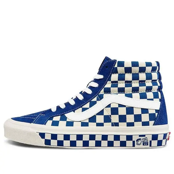 VANS Style 38 Checkerboard High Top Sneakers - White/blue