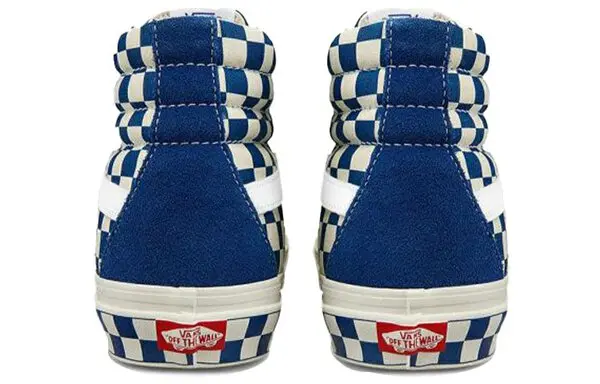 VANS Style 38 Checkerboard High Top Sneakers - White/blue