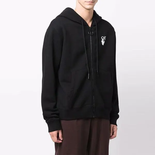 Off-White Logo Arrow Pattern Full Zip Hoodie