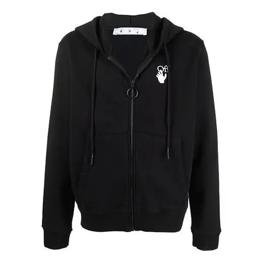 Off-White Logo Arrow Pattern Full Zip Hoodie - Default Color