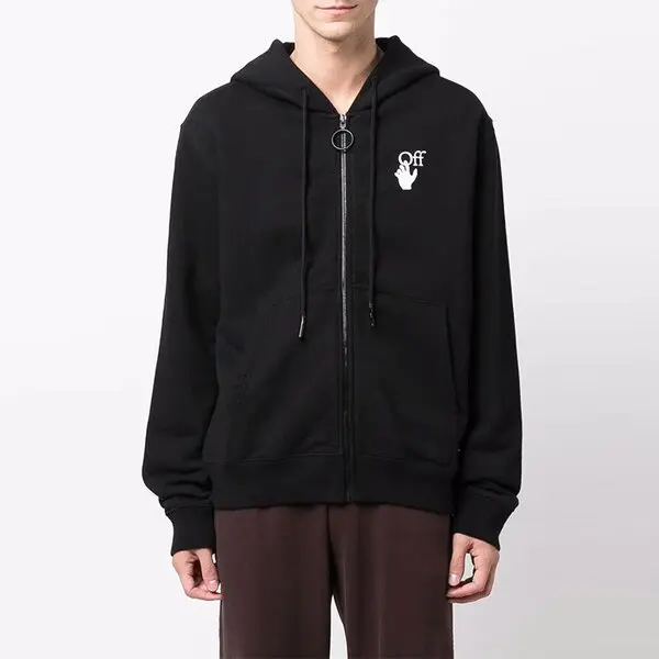 Off-White Logo Arrow Pattern Full Zip Hoodie