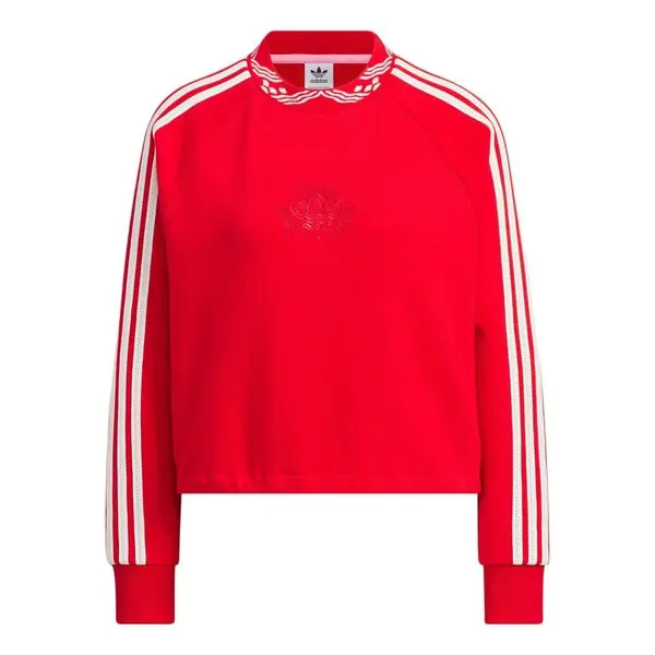 Adidas Originals Jacquard Rib Crewneck Sweatshirt - Red