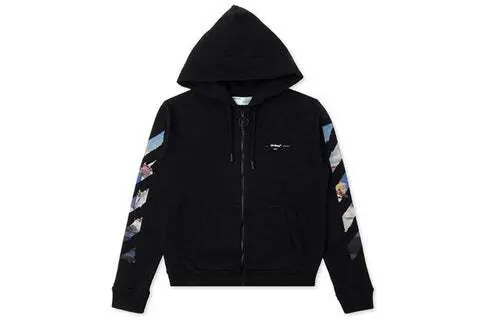 Off-White Diagonal Arrow Print Zipped Cotton