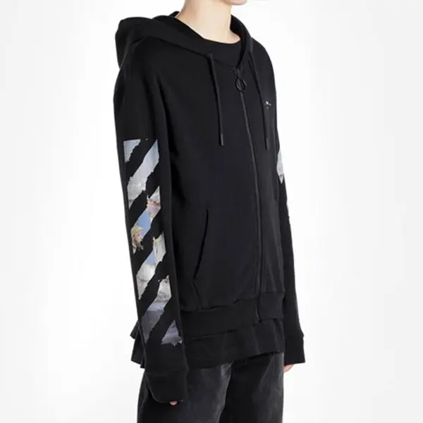 Off-White Diagonal Arrow Print Zipped Cotton