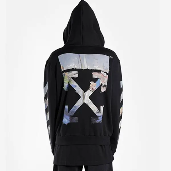 Off-White Diagonal Arrow Print Zipped Cotton