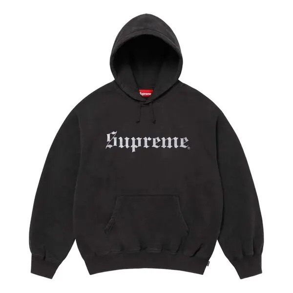 Supreme Washed Old English Hooded Sweatshirt - Black