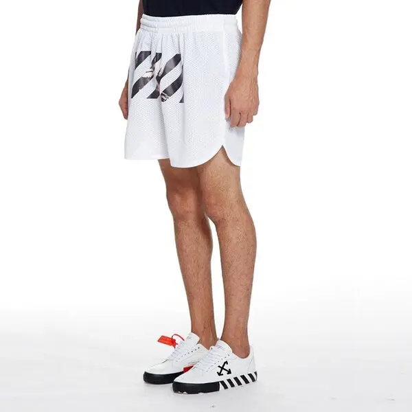 Off-White Caravaggio Diag Stripe Mesh Shorts - White