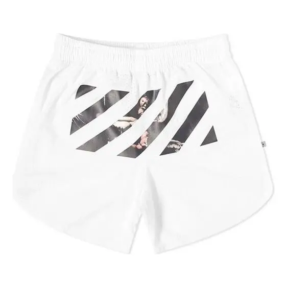 Off-White Caravaggio Diag Stripe Mesh Shorts - White