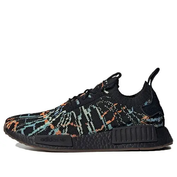 Adidas Nmd_r1 Primeknit 'black Glitch' Athletic Sneakers - Core Black/gum