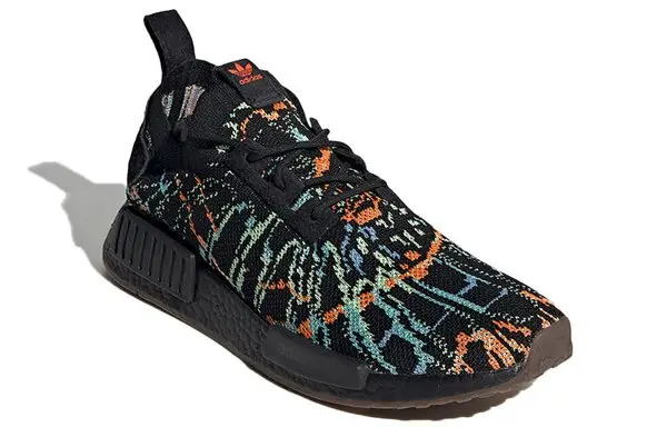 Adidas Nmd_r1 Primeknit 'black Glitch' Athletic Sneakers - Core Black/gum