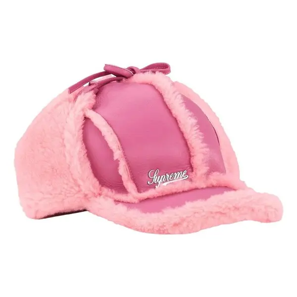 Supreme Shearling Lined Earflap Cap - Pink
