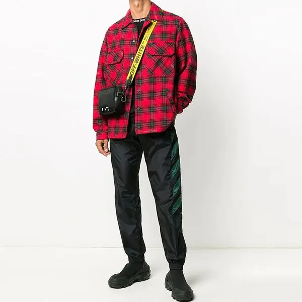 Off-White Cotton Arrows Plaid Shirt Jacket