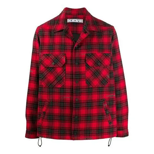 Off-White Cotton Arrows Plaid Shirt Jacket