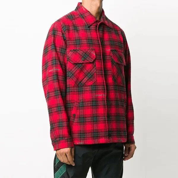 Off-White Cotton Arrows Plaid Shirt Jacket