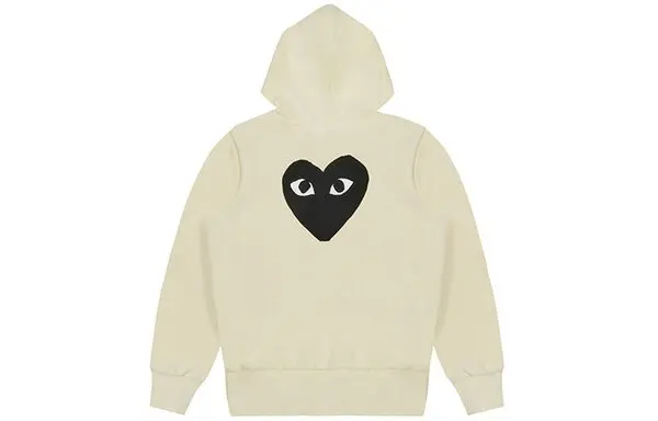 Play Comme Des Garcon Zip Hoodie Big Black Heart - Beige