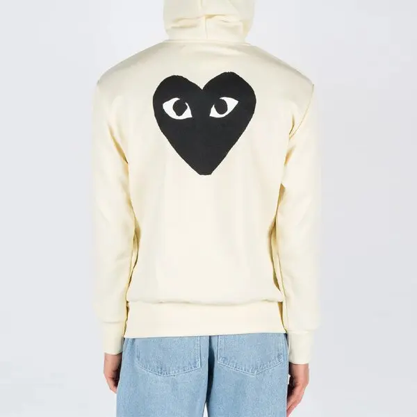 Play Comme Des Garcon Zip Hoodie Big Black Heart - Beige