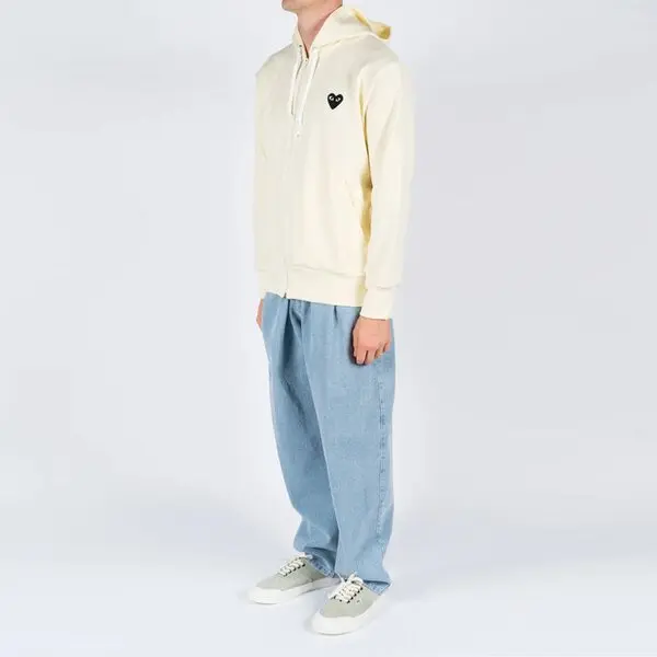 Play Comme Des Garcon Zip Hoodie Big Black Heart - Beige