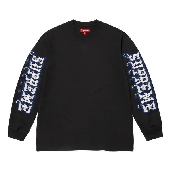 Supreme Intarsia Sleeve Long Sleeve Top - Black