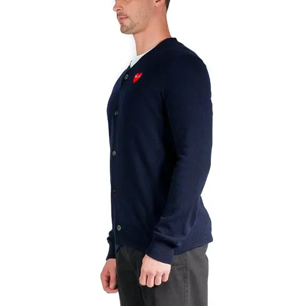 Play Comme Des Garcon Cardigan With Emblem - Navy
