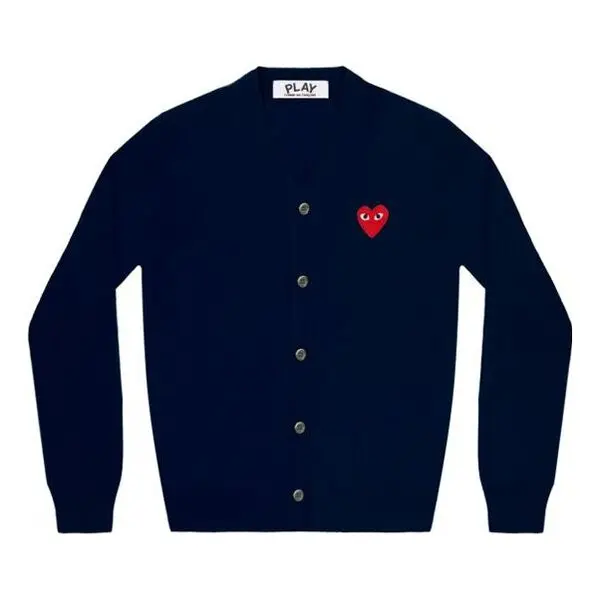Play Comme Des Garcon Cardigan With Emblem - Navy