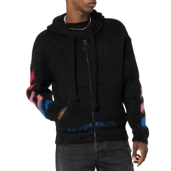 Off-White Nylon Hooded Zipper Knit