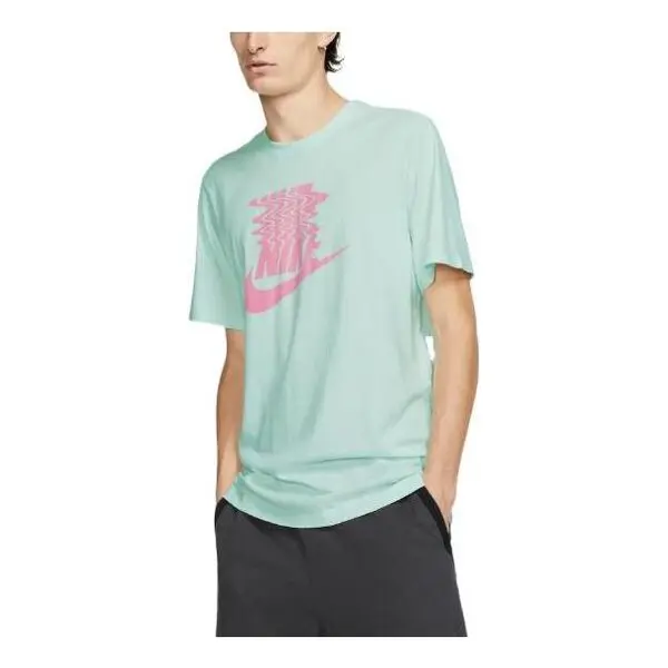 Nike Large Logo Pattern Printing Round Neck Sports Short Sleeve Green T-shirt - Default Colorway