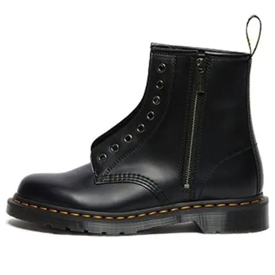 Dr. Martens 1460 Elastic Smooth Leather Lace Up Boots - Black