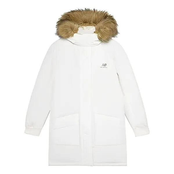 NEW BALANCE Down Parka With Fur-trimmed Hood - White/brown