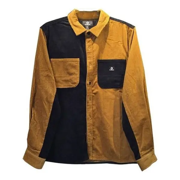 CONVERSE Colorblock Corduroy Shirt Asia Sizing 'brown Black - Brown/black