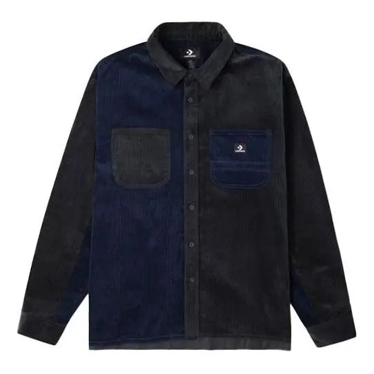 CONVERSE Colorblock Corduroy Shirt Asia Sizing 'navy Black - Navy/black