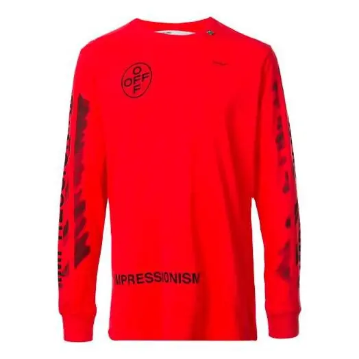 Off-White Long Sleeve Graphic T-shirt - Red