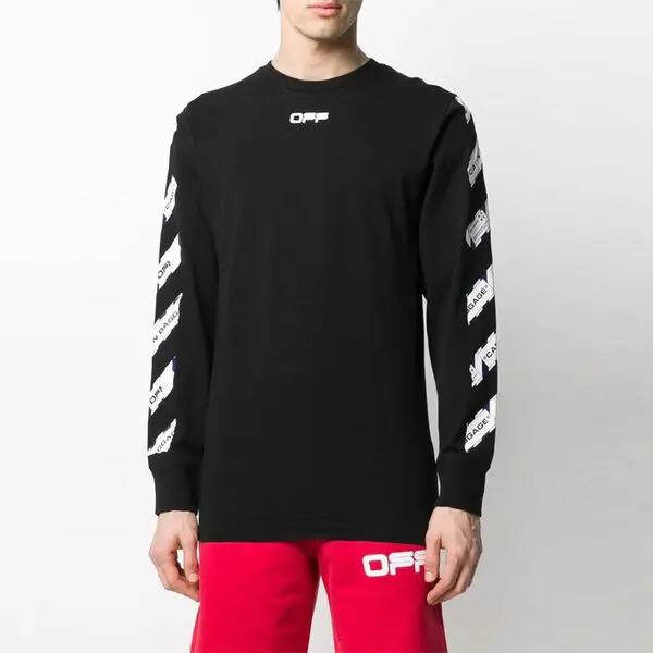 Off-White Airport Tape Printing Stripe Round Neck